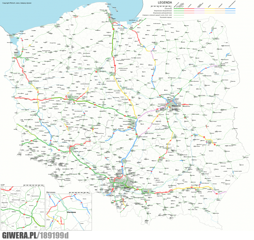 Mapa polskich autostrad - Giwera.pl