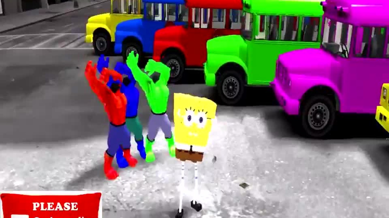 COLORS HULK vs SPONGEbob Colors Epic party School BUS & Nursery Rhymes ...